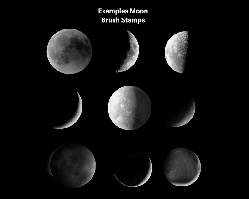 Realistic Moon Photoshop Brushes: Glow Effect, Commercial Use (abr File ...