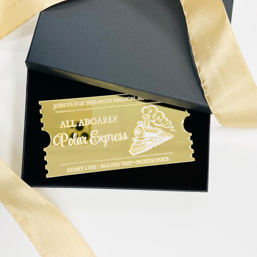 Polar Express Golden Acrylic Ticket | Train Ride | Surprise Voucher ...