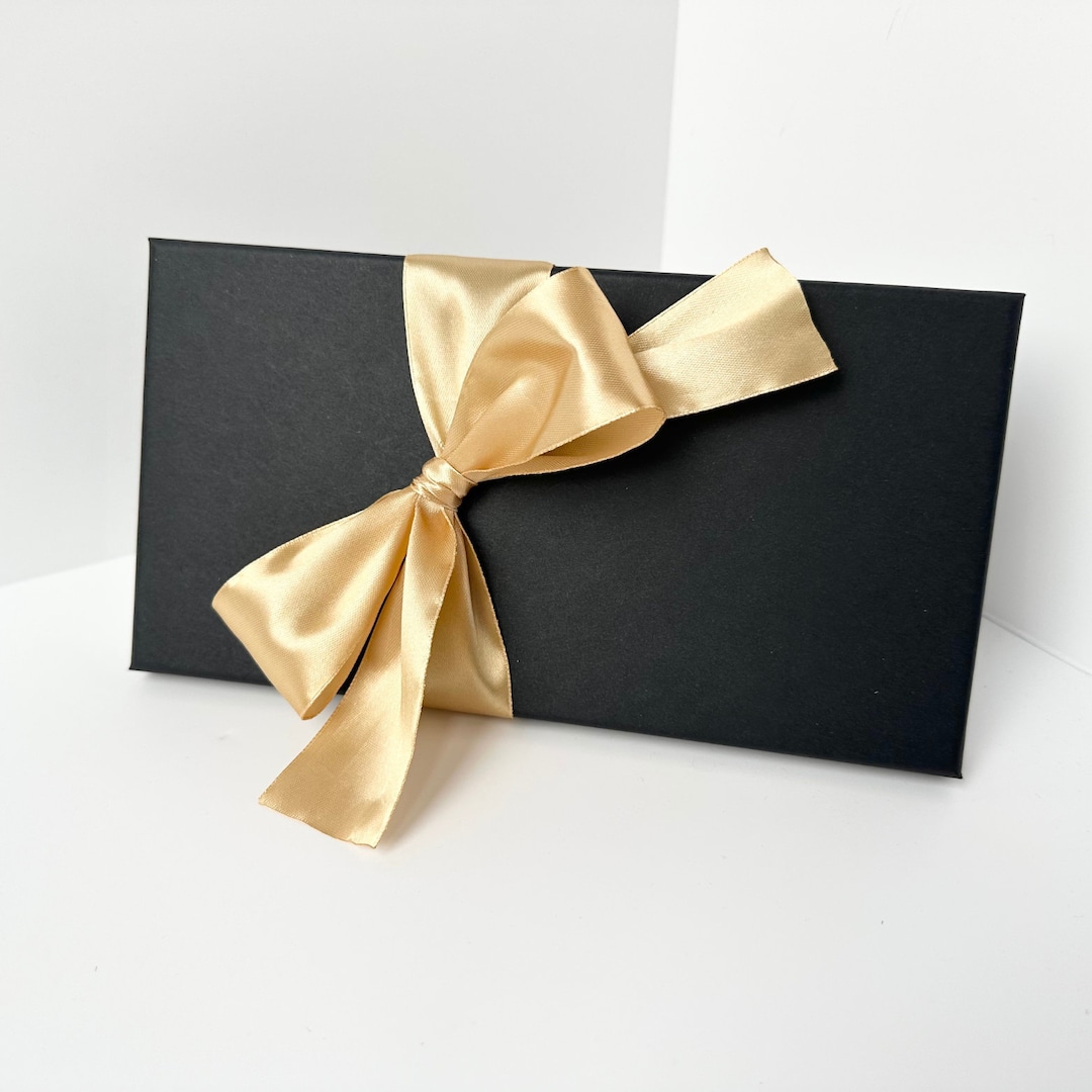 DL Luxury Black Gift Box With Gold Ribbon | 22cm X 11cm - Etsy