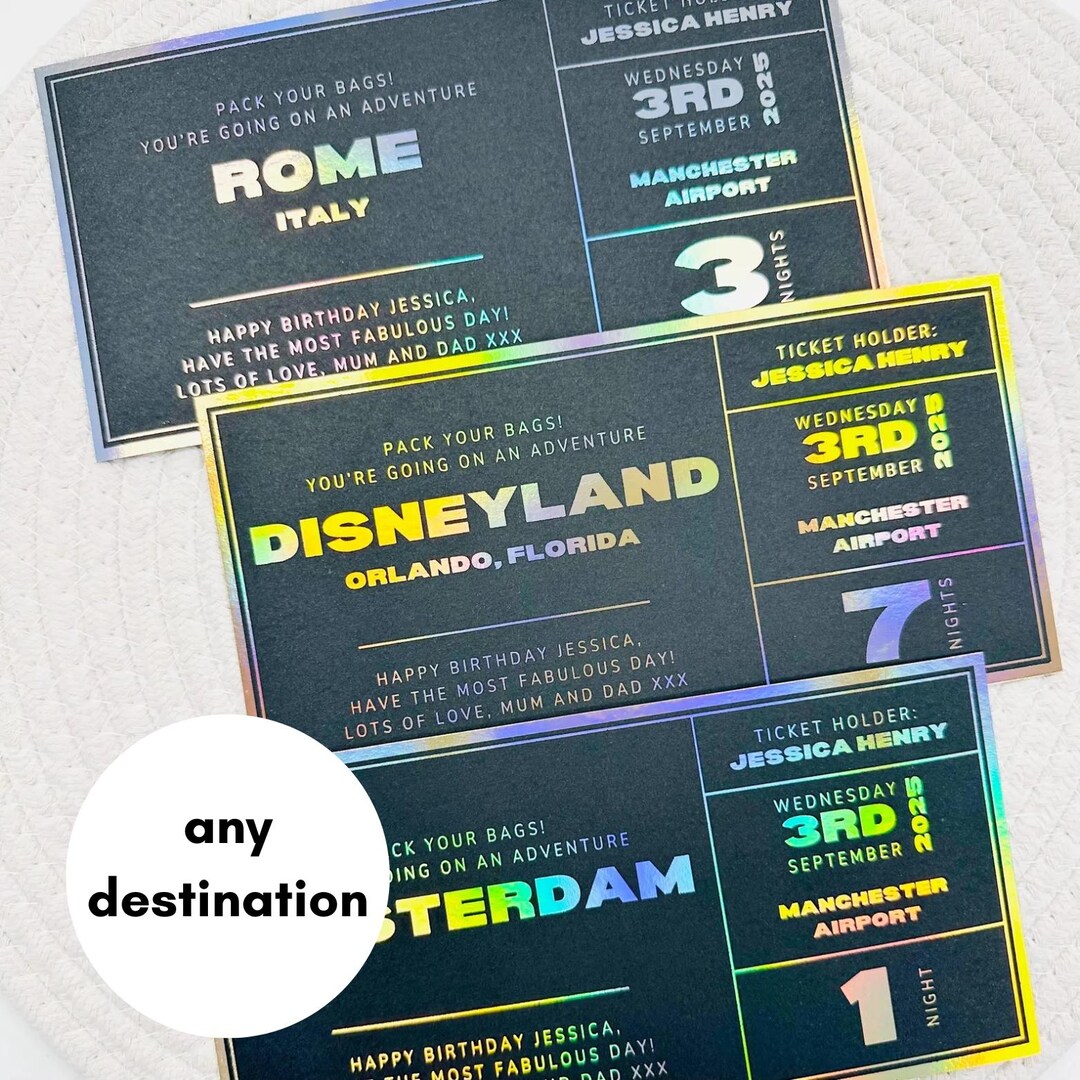 Foiled Holiday Scratch Ticket | Boarding Pass | Surprise Trip | Holiday ...