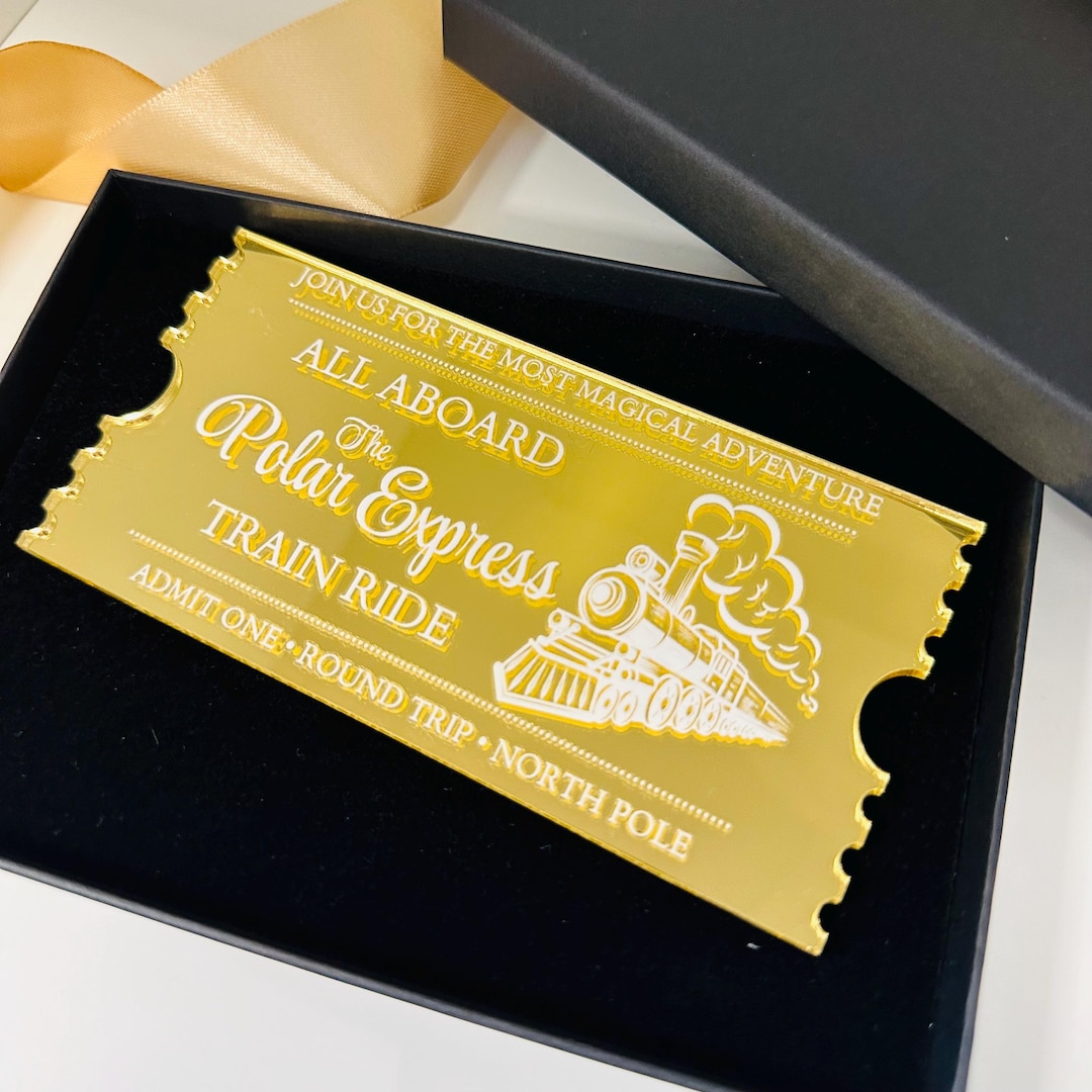 Polar Express Golden Acrylic Ticket Train Ride Surprise Voucher Acrylic ...