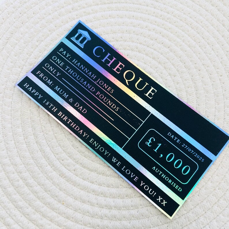 Foiled Cheque | Money Gift | Money Reveal | Gift Voucher | Surprise ...