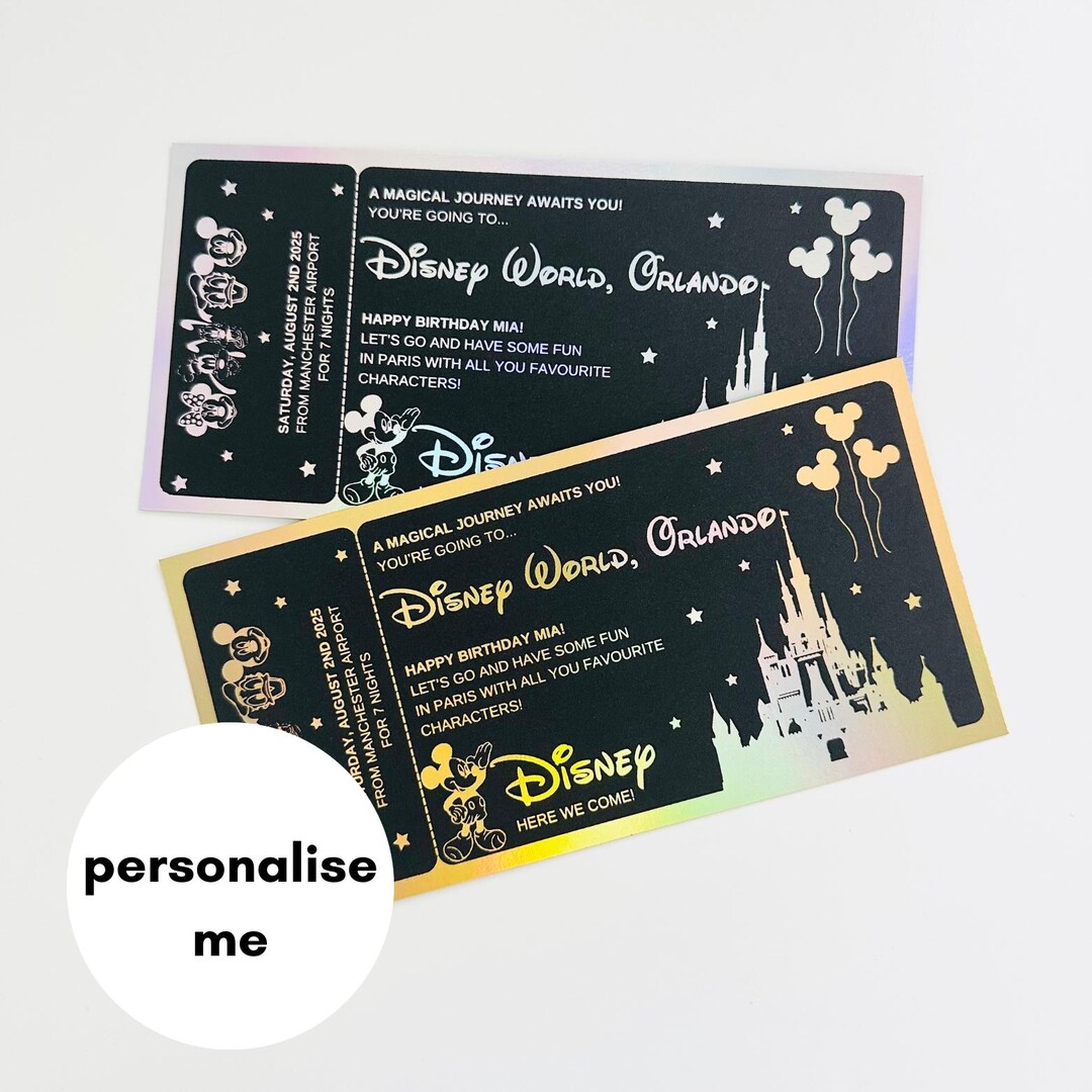 Foiled Disney World Orlando Gift Ticket | Disney Trip Reveal | Disney ...