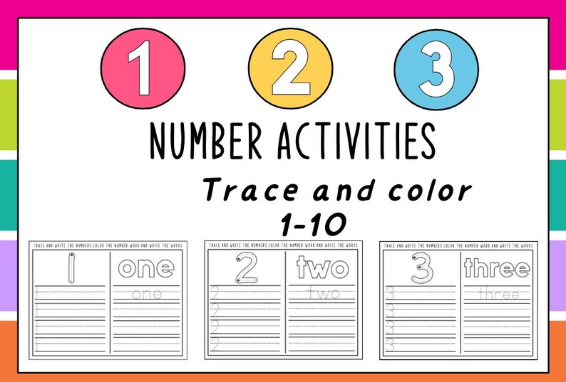 Number Activities Printable | Trace and Color 1-10 | Preschool ...