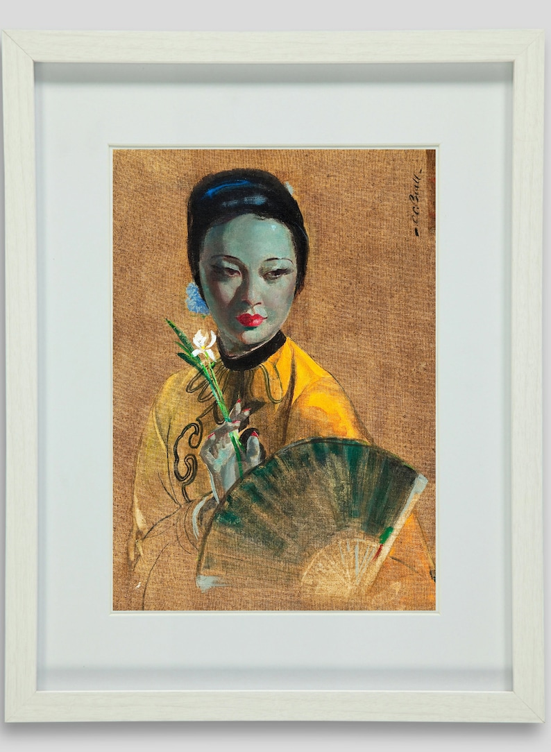 Cecil Beall Tretchikoff Era the Fan Set of 4 Prints PRINTABLE Art ...