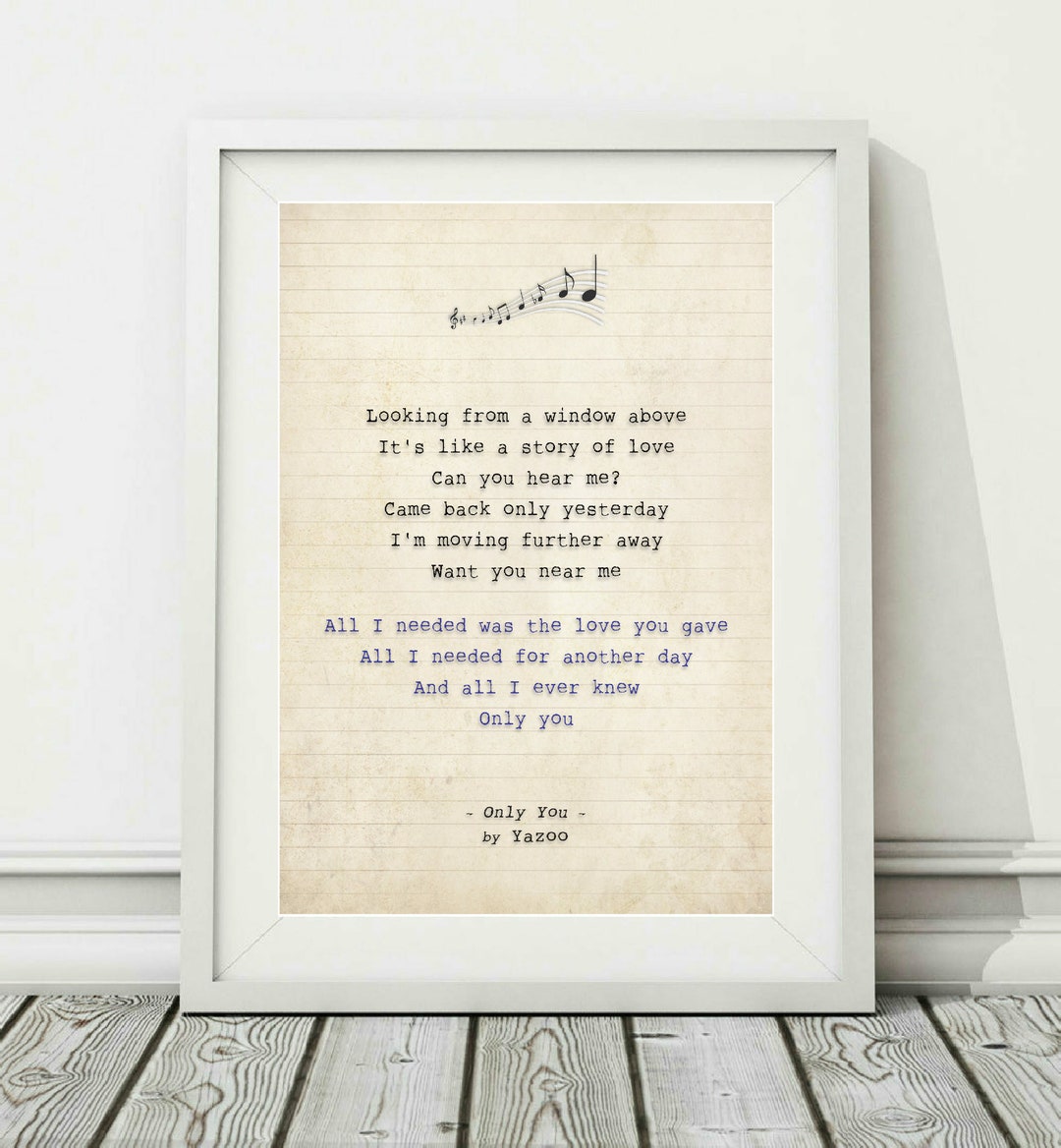 Yazoo Only You Song Lyric Art Poster Print Sizes A4 A3 - Etsy