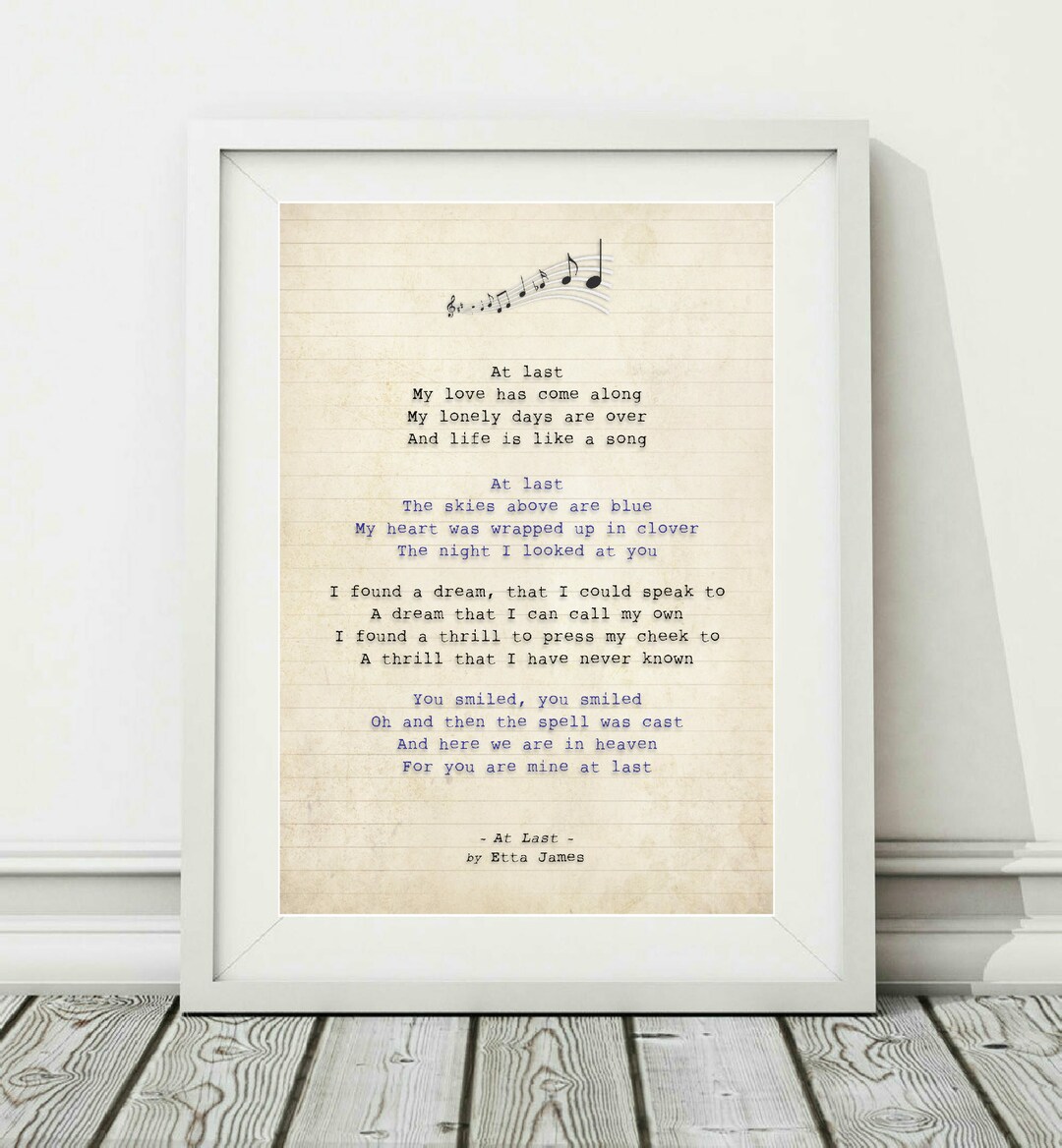 Etta James - at Last - Song Lyric Art Poster Print - Sizes A4 A3 - Etsy UK
