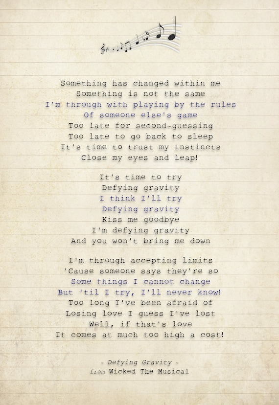 Gravity Song Quotes Defying Gravity" Hits #1 In US ITunes : R/wicked