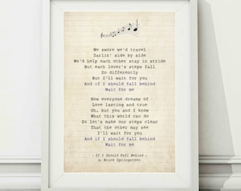 Bruce Springsteen If I Should Fall Behind Printable Wall Art. Song ...