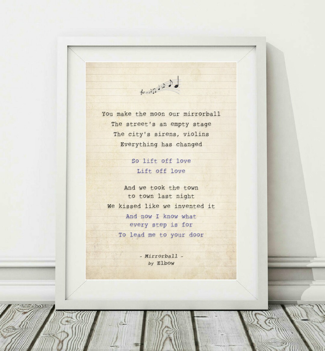 Elbow Mirrorball v.2 Song Lyric Art Poster Print Sizes - Etsy