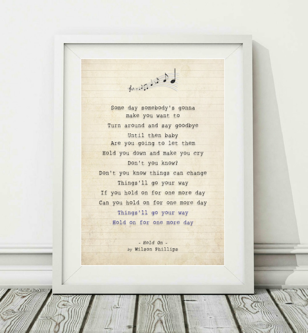 Wilson Phillips Hold on Song Lyric Art Poster Print Sizes A4 A3 - Etsy