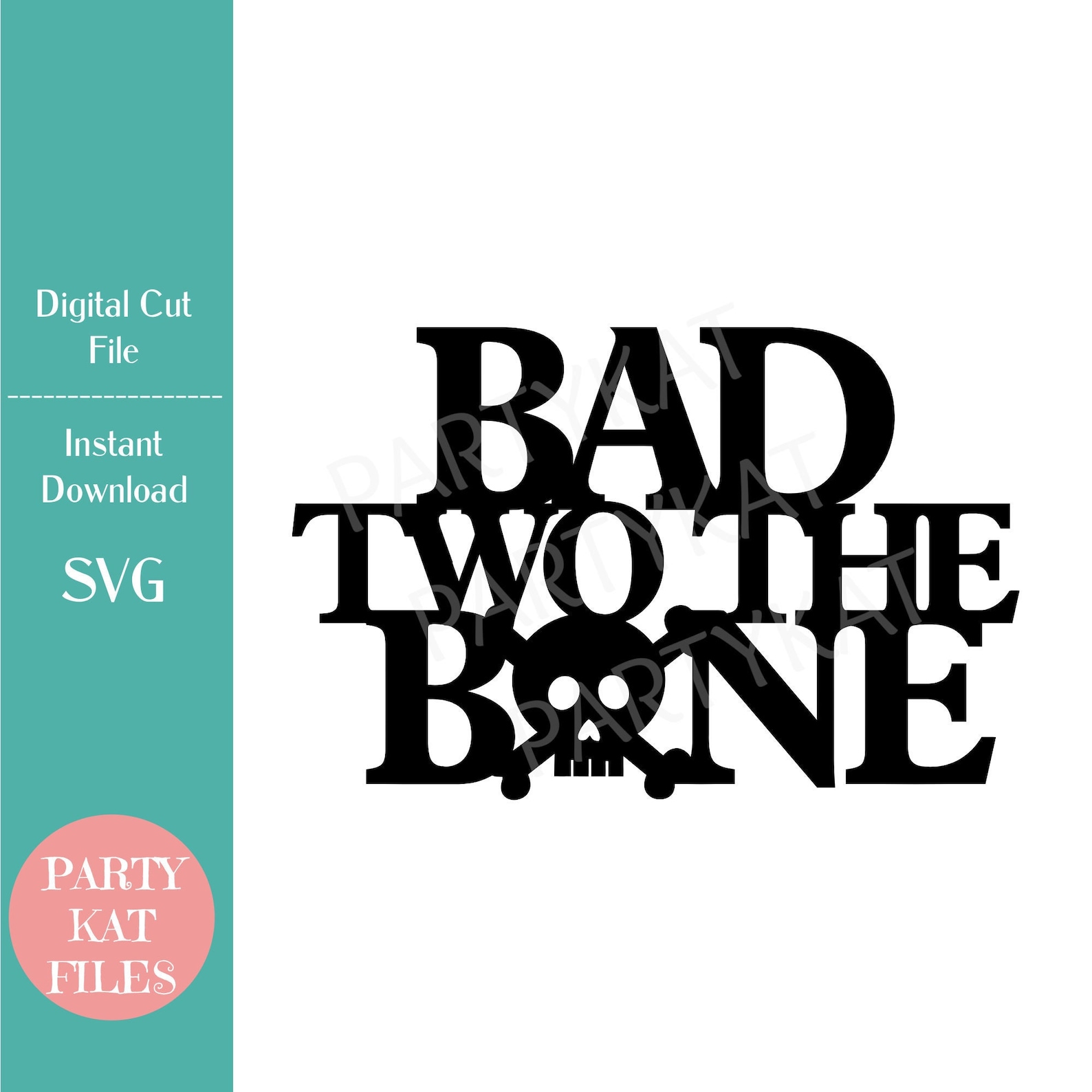 Bad Two the Bone Cake Topper SVG File - 2nd Birthday SVG - Rock Themed ...