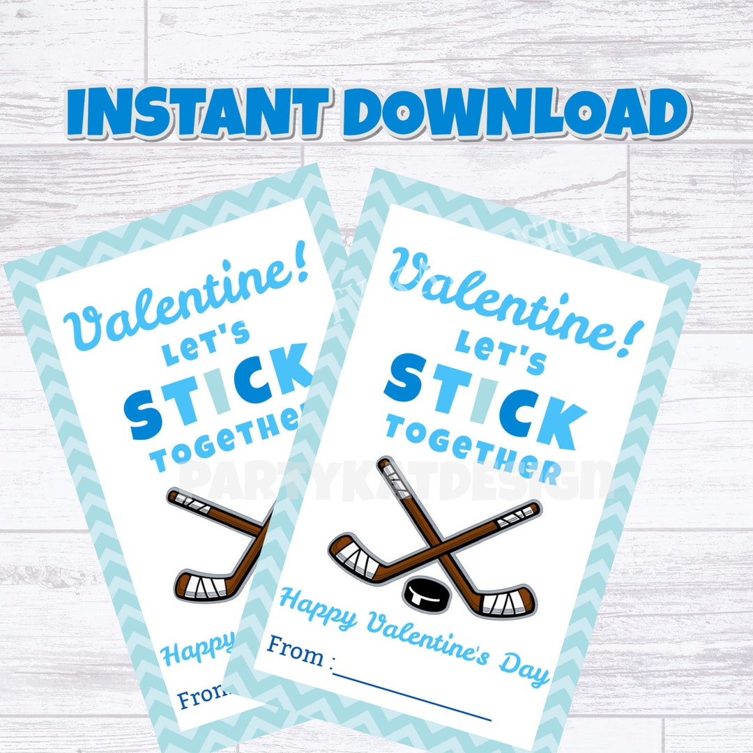 Hockey Valentine's Tag, Let's Stick Together, Sports Valentines, Gift ...