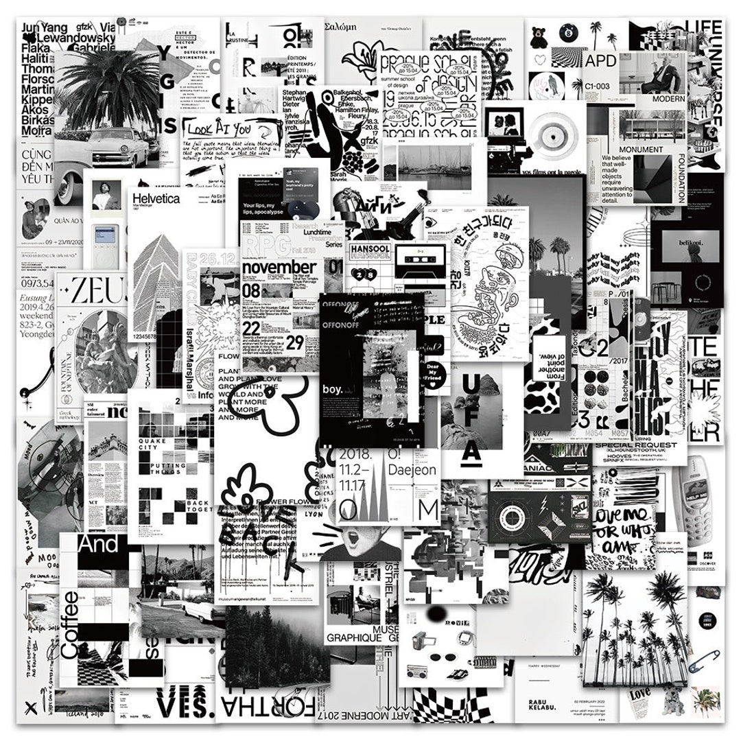 Black and White Aesthetic Art Sticker Pack Vinyl Waterproof - Etsy