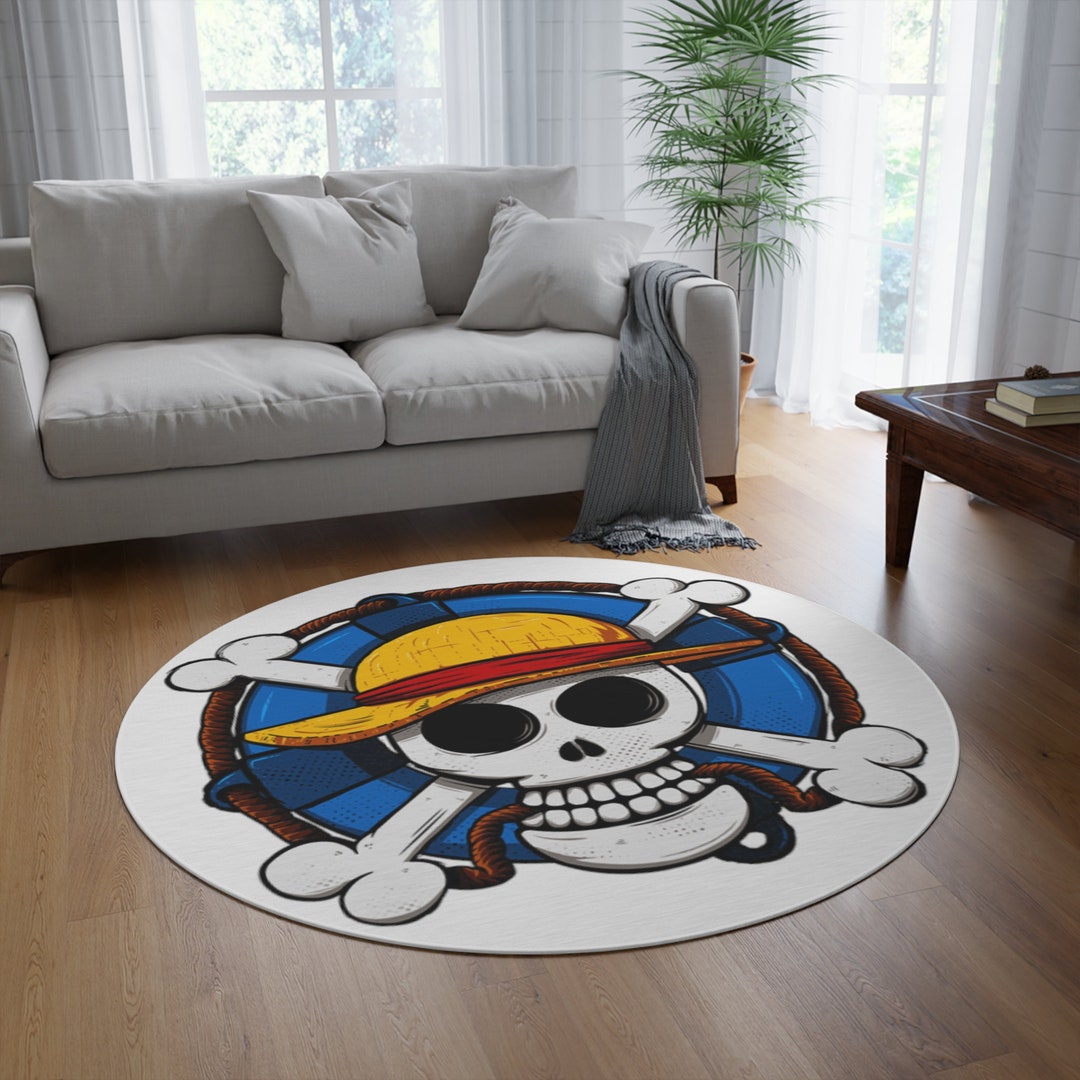One Piece Rug Straw Hat Crew Round Rug Anime Round Carpet - Etsy