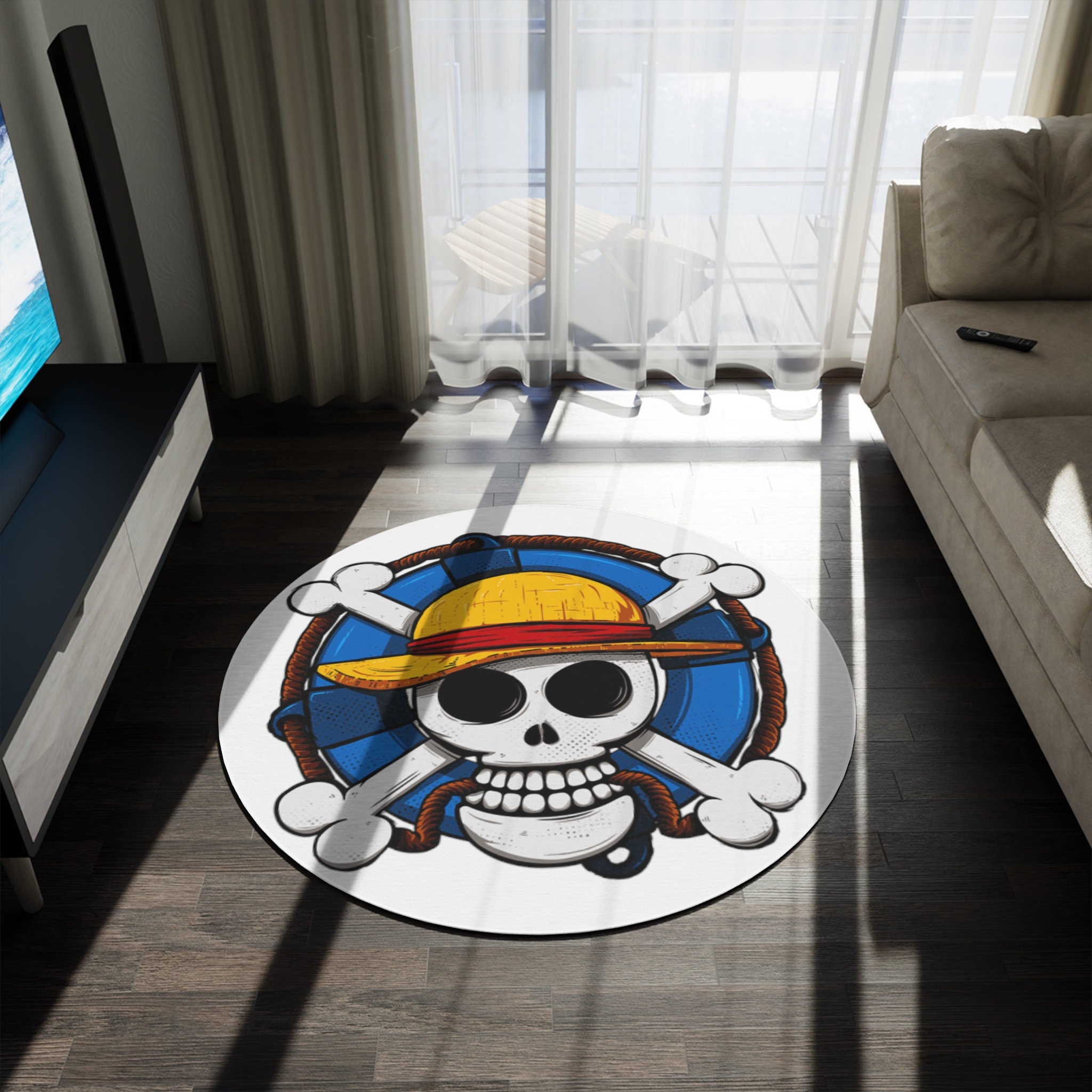 One Piece Rug Straw Hat Crew Round Rug Anime Round Carpet - Etsy