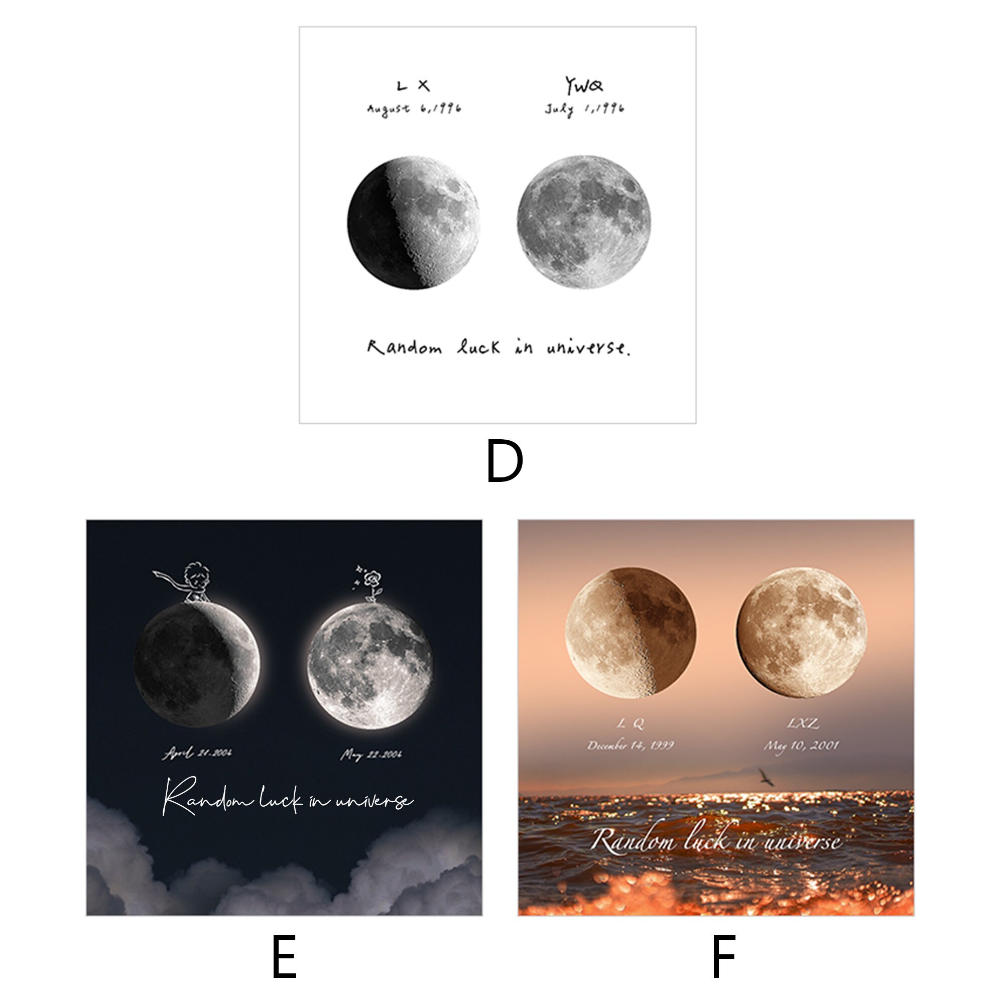 Personalized Moon Phases Frames, Custom Moon Picture Frames, Valentines ...