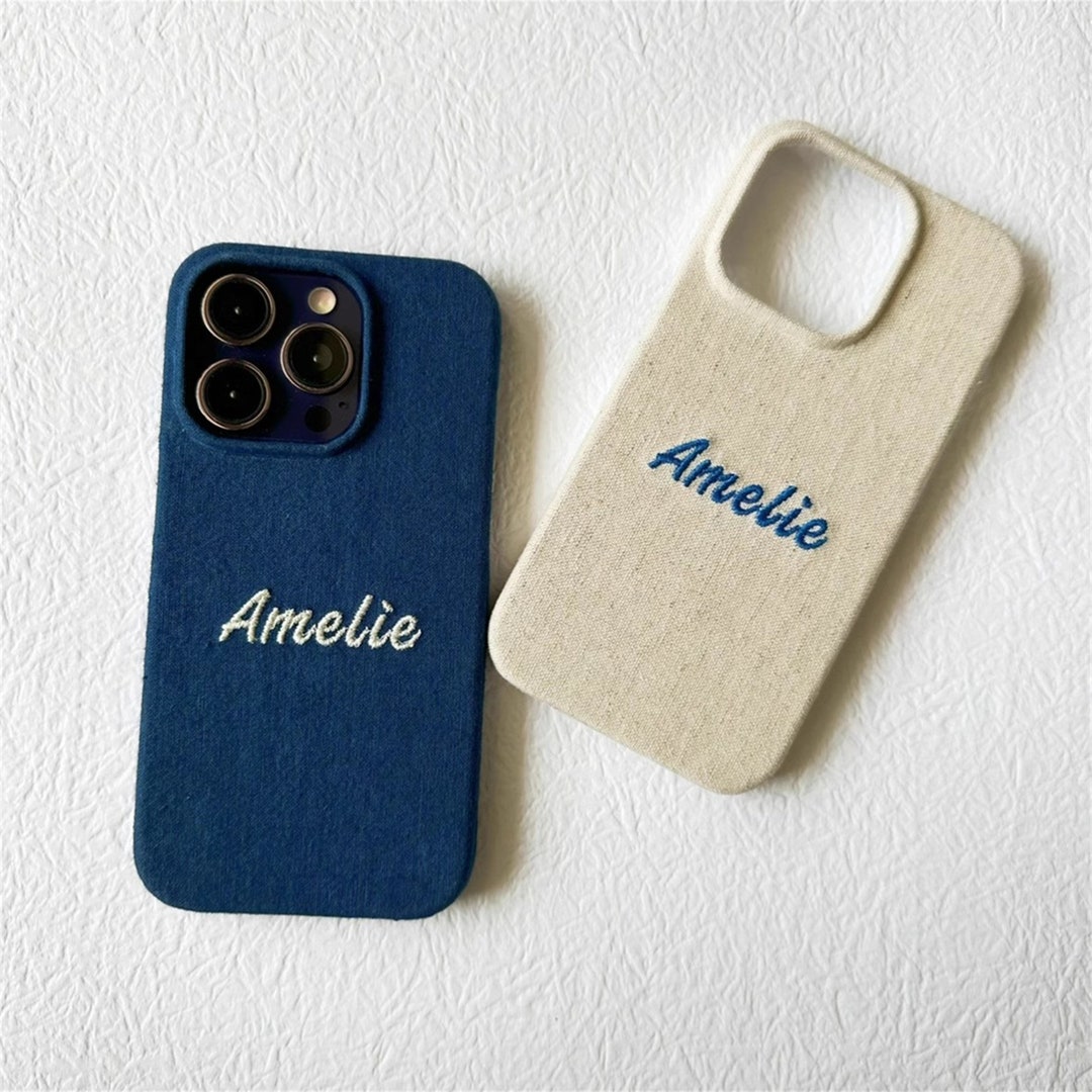 Handmade Personalized Embroidered Phone Case, Custom Fabric Phone Case ...
