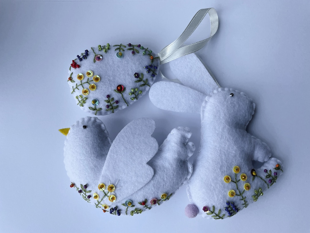 Handmade Felt Easter Decorations Bunny, Bird, Easter Egg - Etsy UK