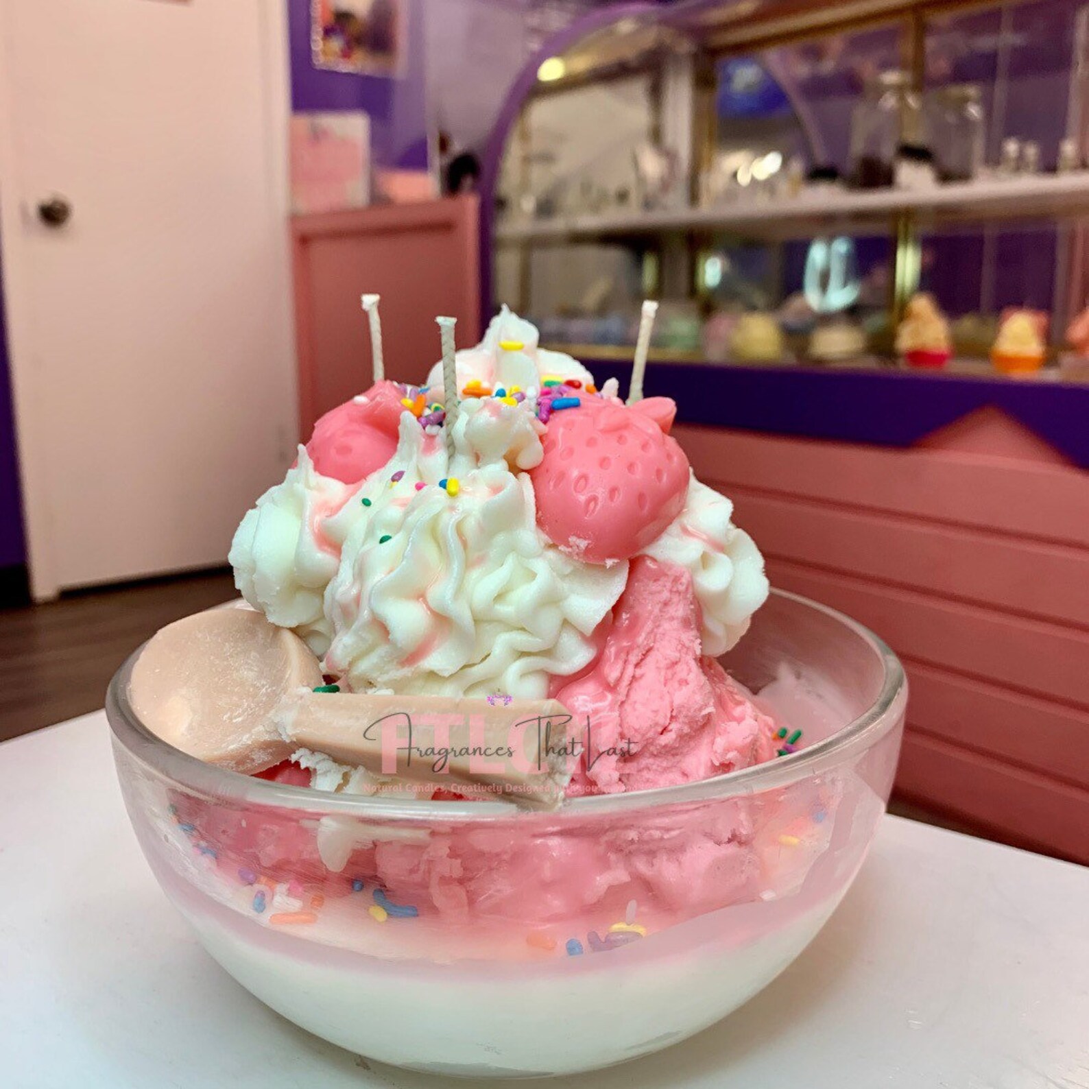 Strawberry Sundae Ice Cream Candle Bowl - Etsy