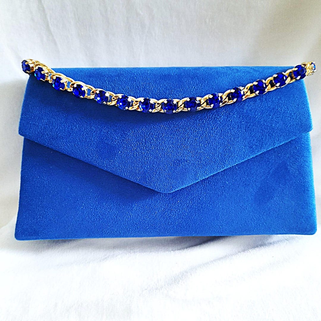 Royal Blue Suede Evening Clutch: Formal Wedding Handbag - Etsy