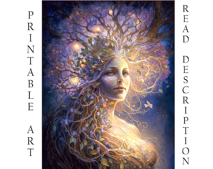 Gaia Goddess Wall Art, Goddess Print, Divine Feminine Art, Tree of Life ...