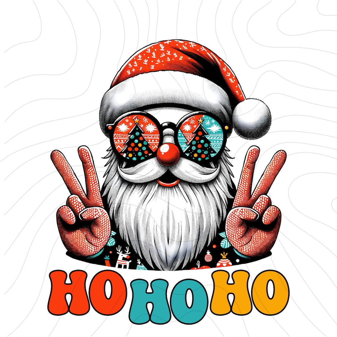 Ho Ho Ho Png, Cut File, Santa Png, Christmas Png,ho Ho Retro Santa ...