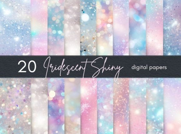 Iridescent Shiny Seamless Digital Paper, Bokeh and Glitter Backgrounds ...