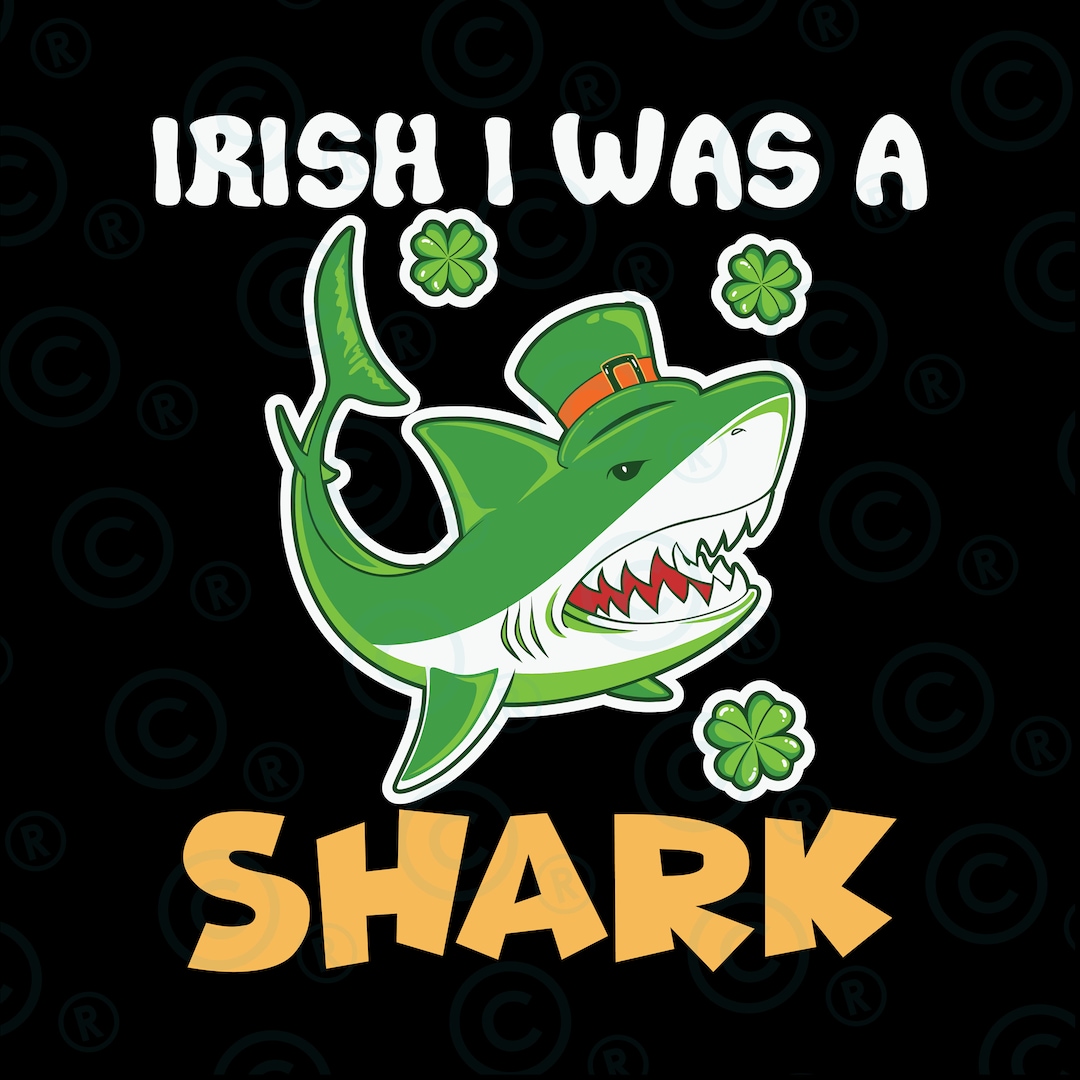 Irish I Was a Shark St. Patrick SVG Png ,st Patricks Day Shirt Kids ...