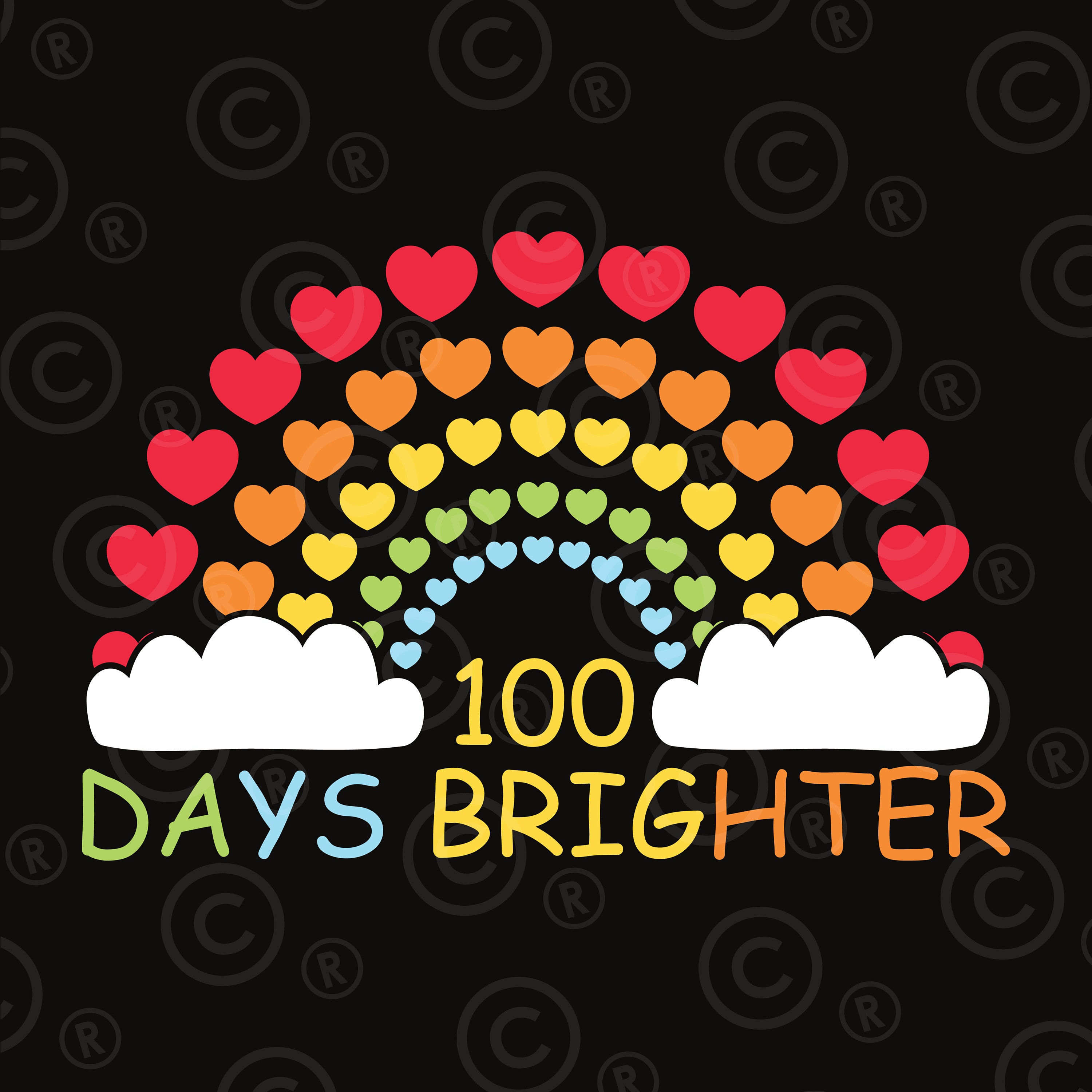 100 Days Brighter Svg Png ,100 Days of School Completed SVG, 100 Days ...