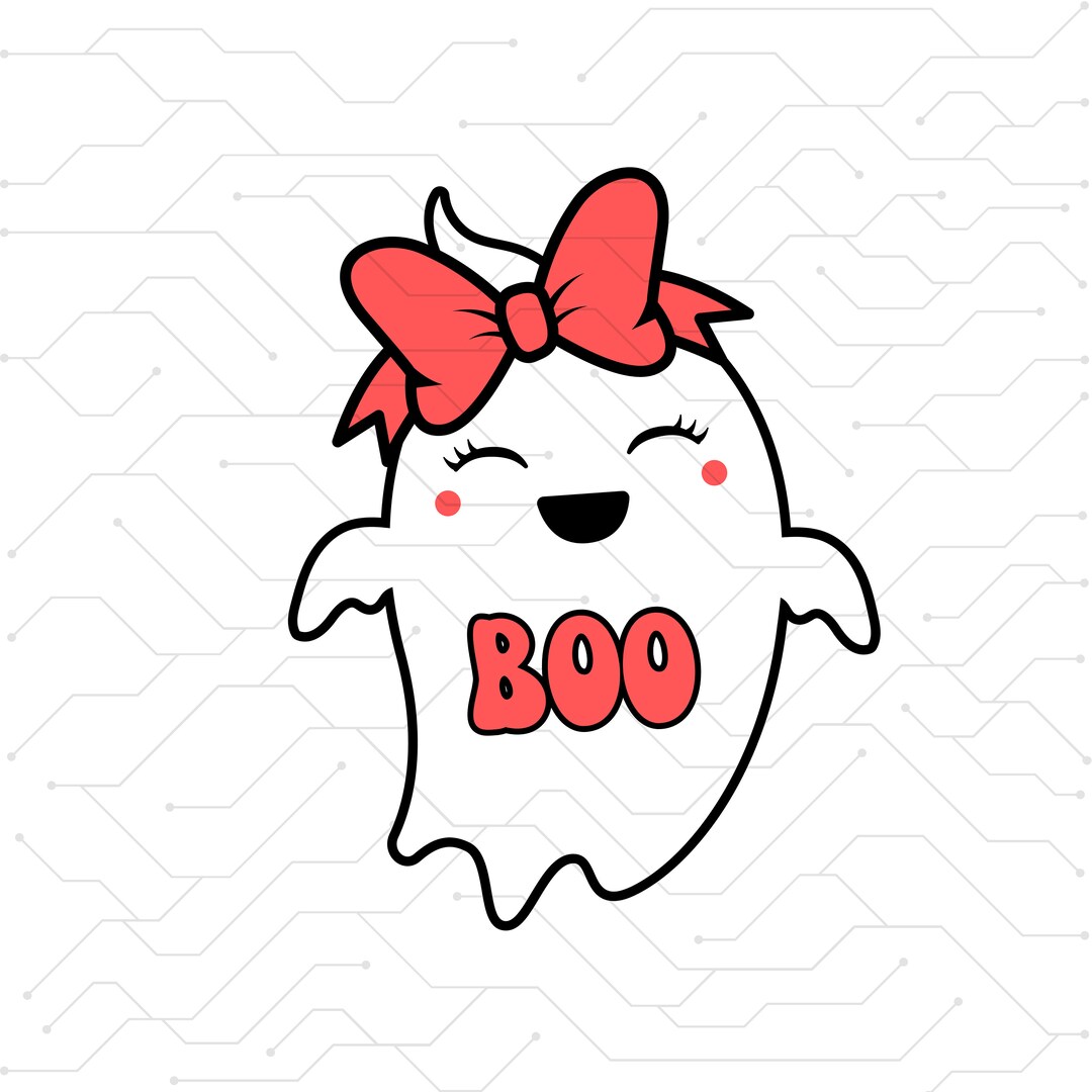Ghost With Bow Svg Png - Halloween, Girl - Instant Digital Download ...