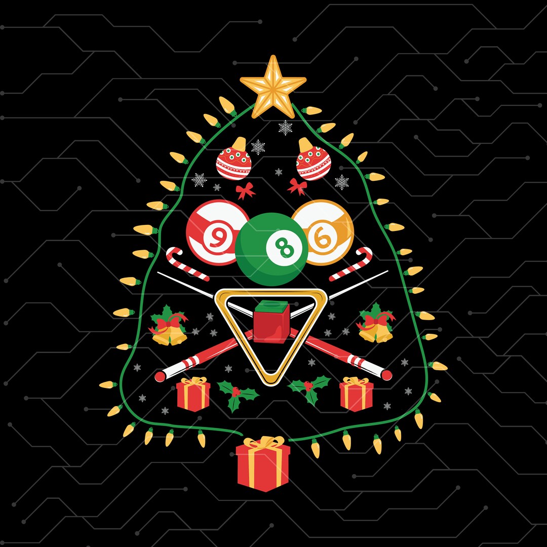 Billiard Tree Ornament Png, Holiday Billiard Decor Png, Christmas ...