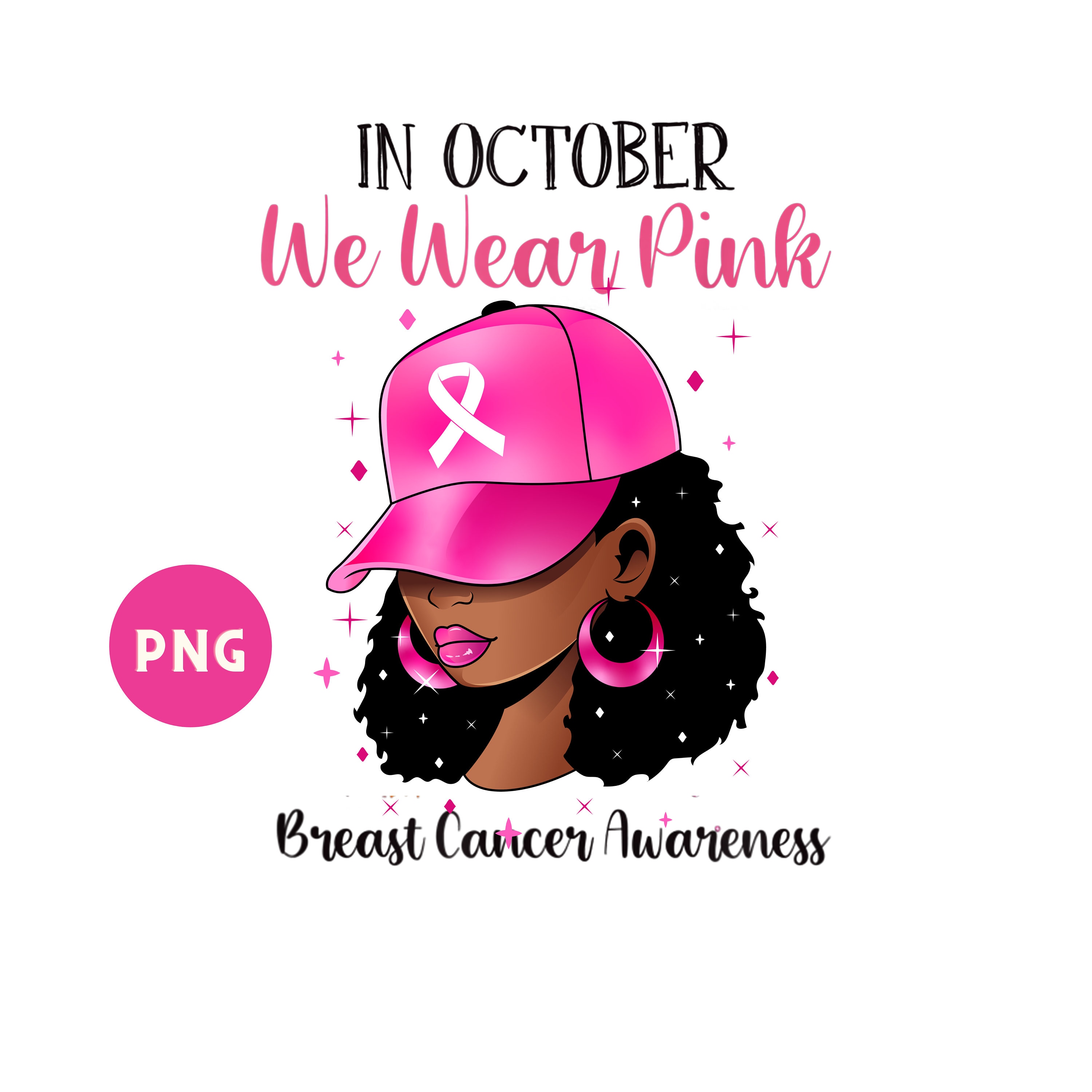 In October We Wear Pink Black Woman Png Cancer Research Png , Cancer ...