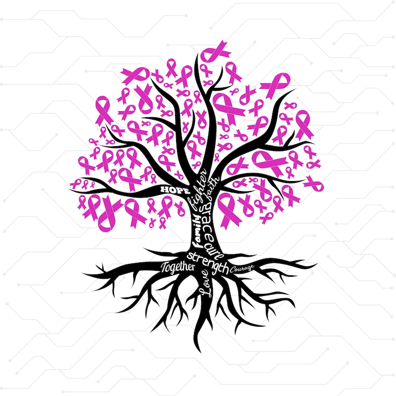 Pink Ribbon Tree Svg Pink Cancer Svg Breast Cancer Svg Pink - Etsy
