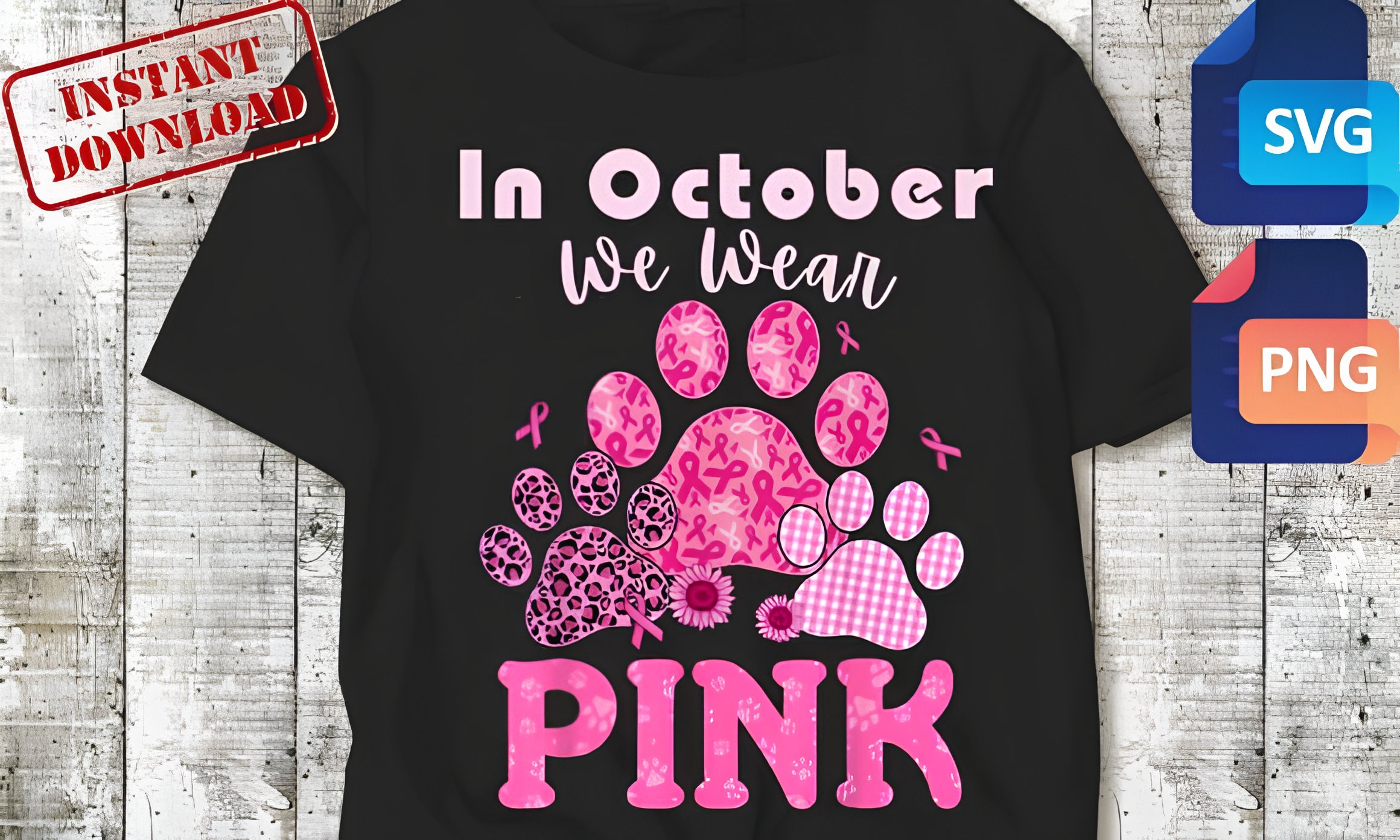 In October We Wear Pink Dog Cat Paw Png, Breast Cancer Png, Pink Cancer ...