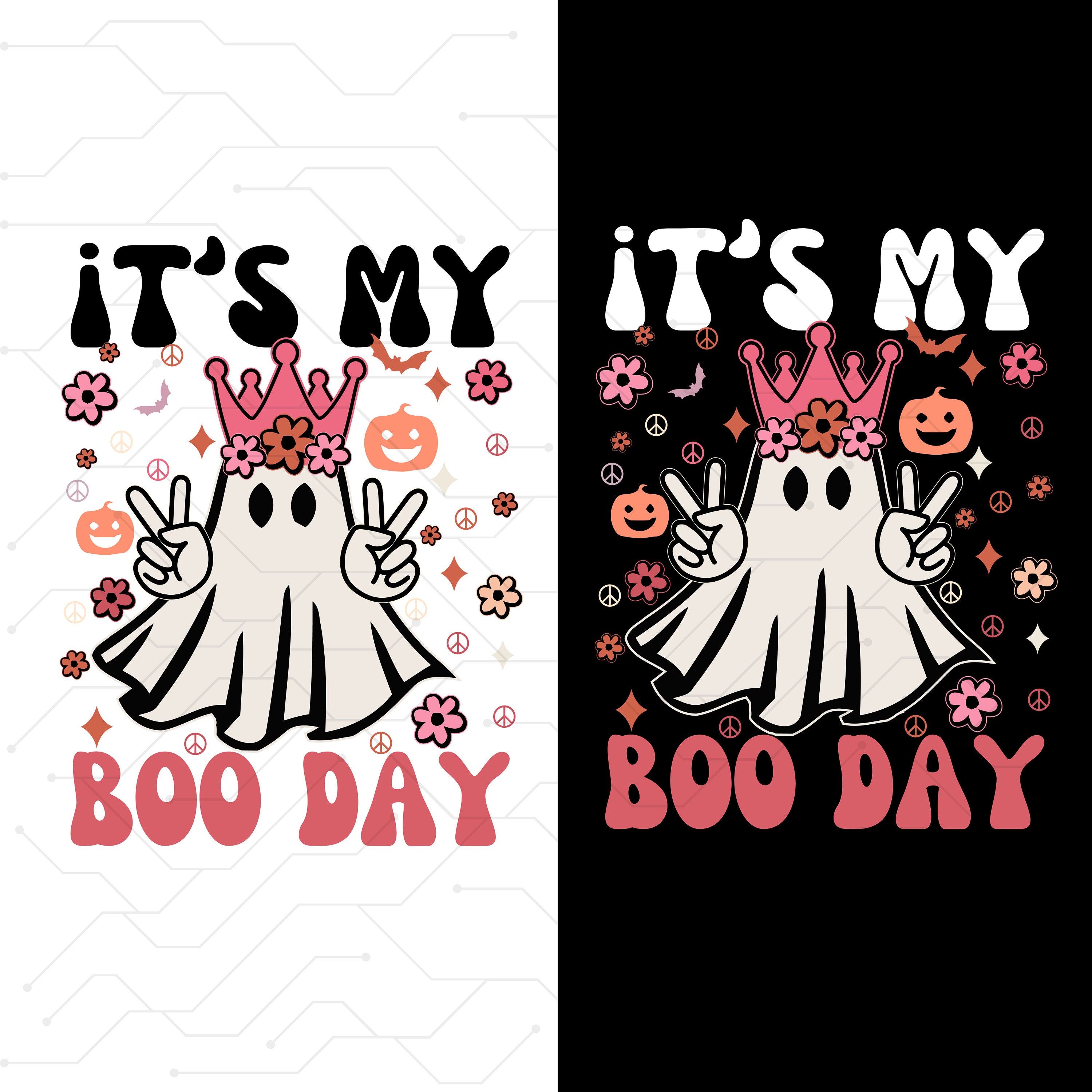It's My Boo Day Png Svg ,cute Halloween Birthday Ghost With Pink Bow ...