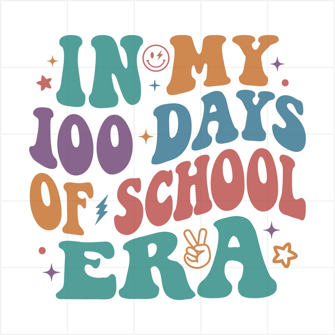 Retro in My 100 Days of School Era Png, 100 Days of School Png, Retro ...