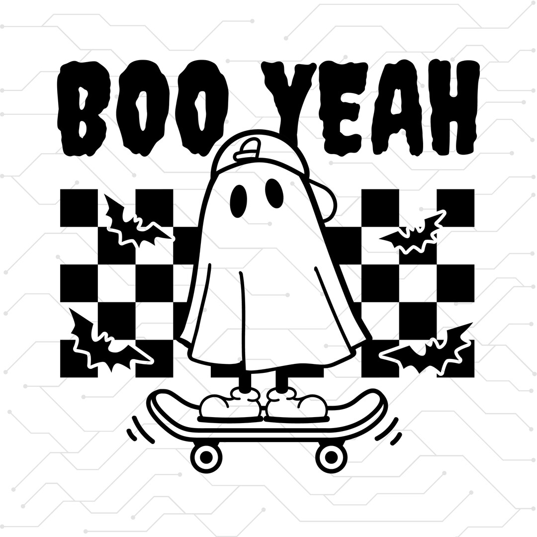 Boo Yeah Png Svg, Halloween Ghost Boys, Retro Skateboard Kids, Funny ...