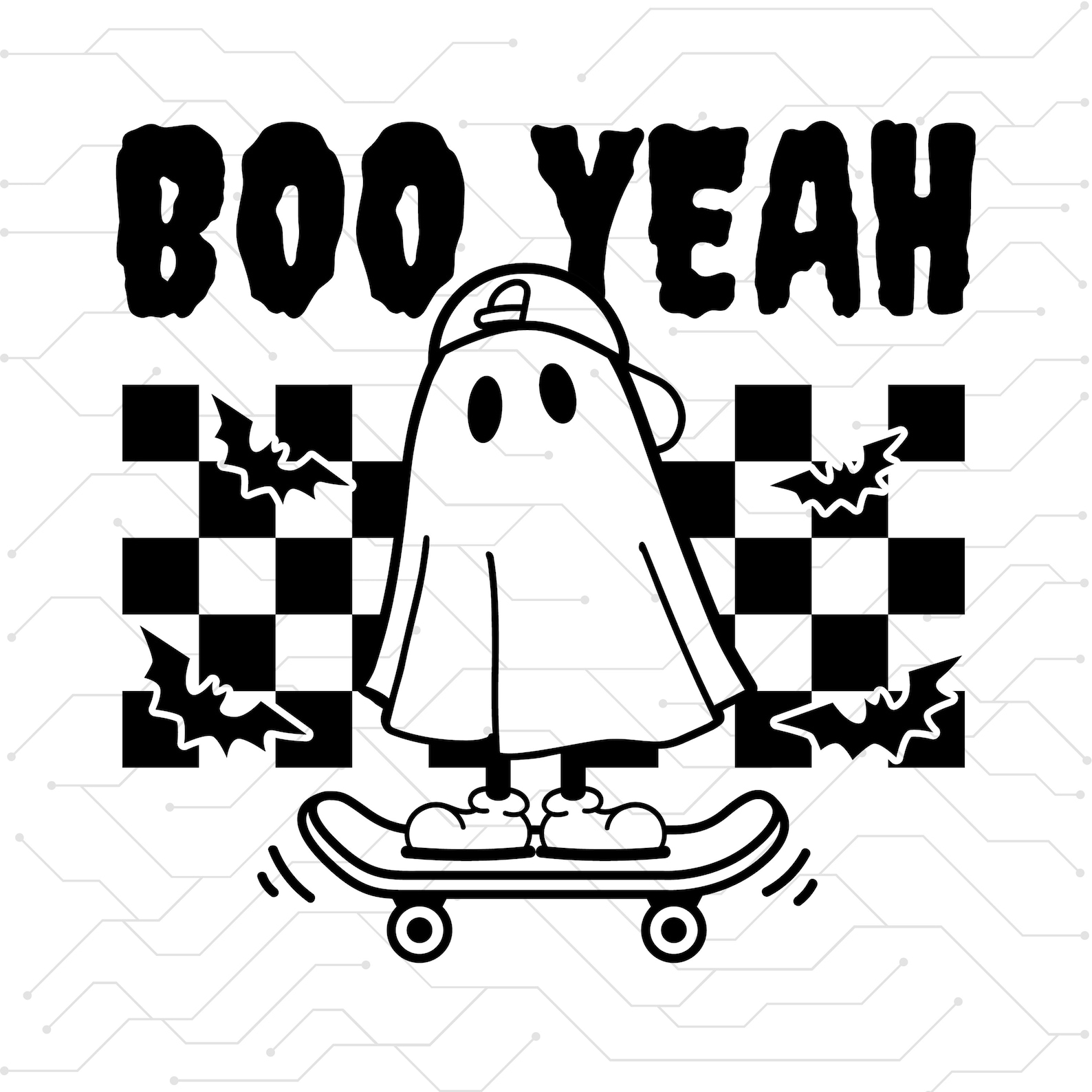 Boo Yeah Png Svg Halloween Ghost Boys Retro Skateboard Kids - Etsy