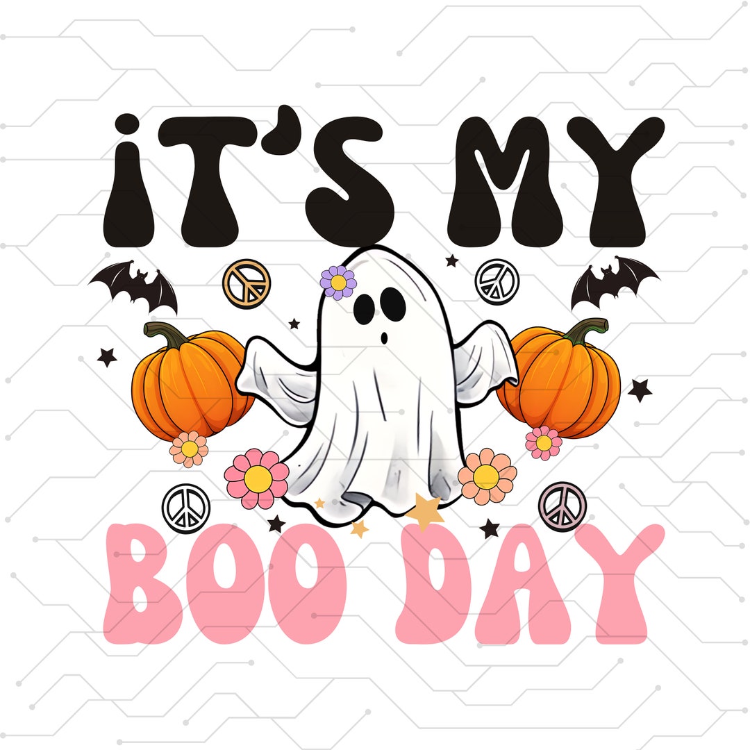 It's My Boo Day Svg Png ,cute Halloween Birthday Ghost With Pink Bow ...