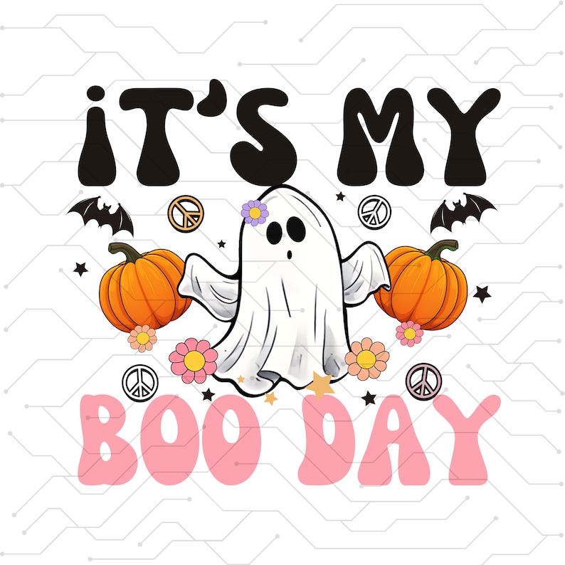 It's My Boo Day Svg Png ,cute Halloween Birthday Ghost With Pink Bow ...
