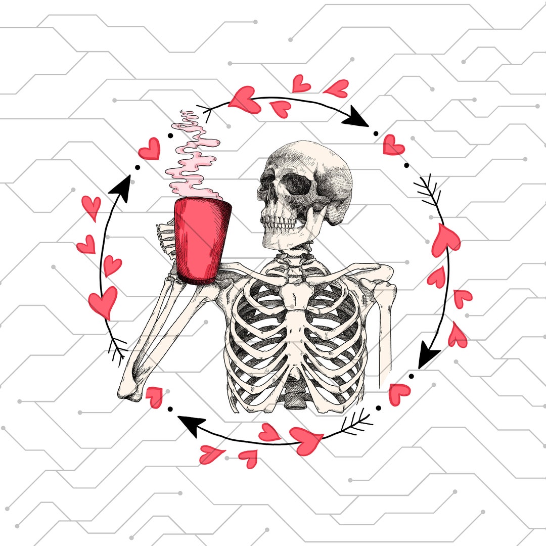 Skeleton Drinking Coffee Halloween PNG, Skeleton Christmas Png ...