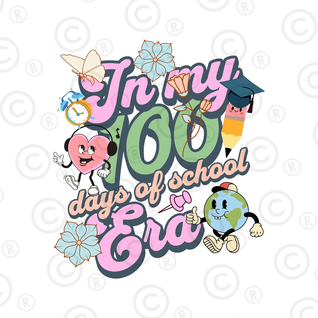 Retro 100 Days of School SVG, in My 100 Days of School Era, Retro Apple ...