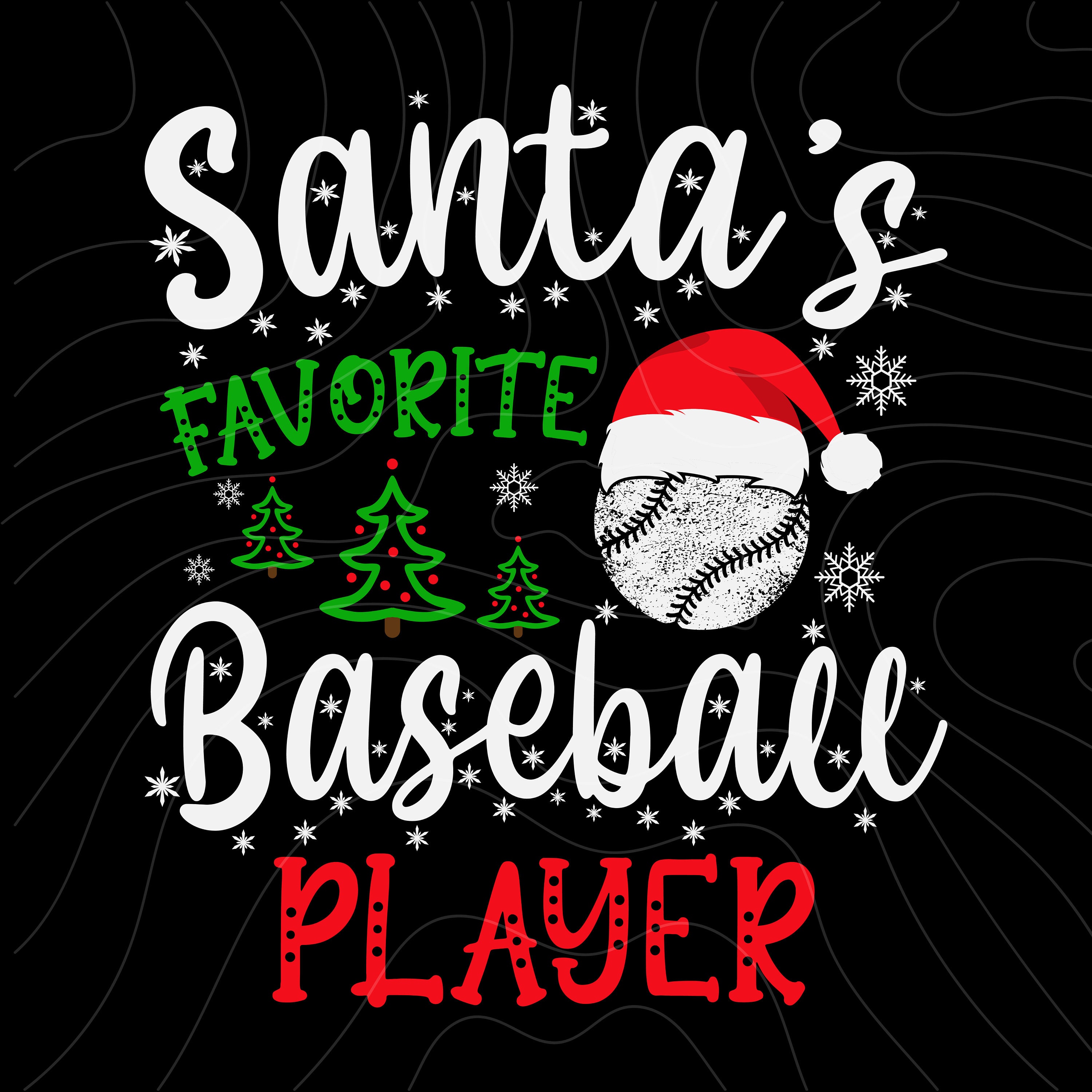 Santa's Favorite Baseball Player Svg Png-santa Hat Christmas Lights ...
