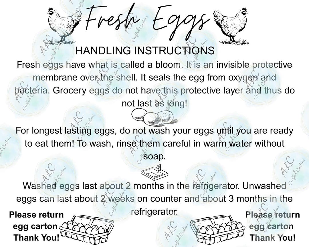 Printable Fresh Eggs Handling Instructions - Etsy