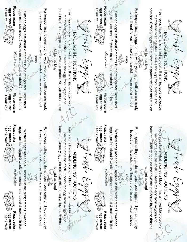 Printable Fresh Eggs Handling Instructions - Etsy