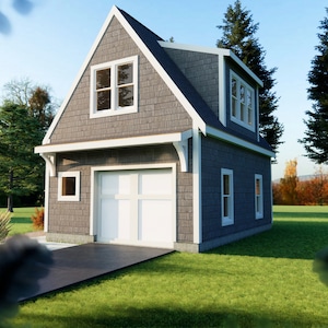 Garage ADU Floor Plan With Bedroom and Exterior Stair - Etsy