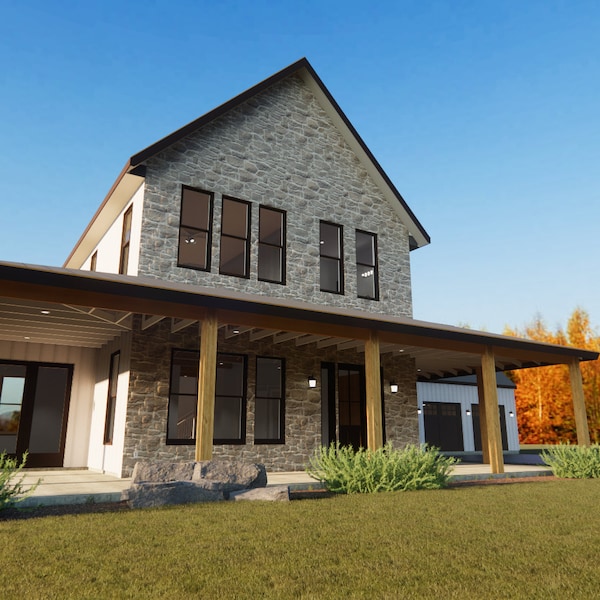 Modern Farmhouse Plans - Etsy