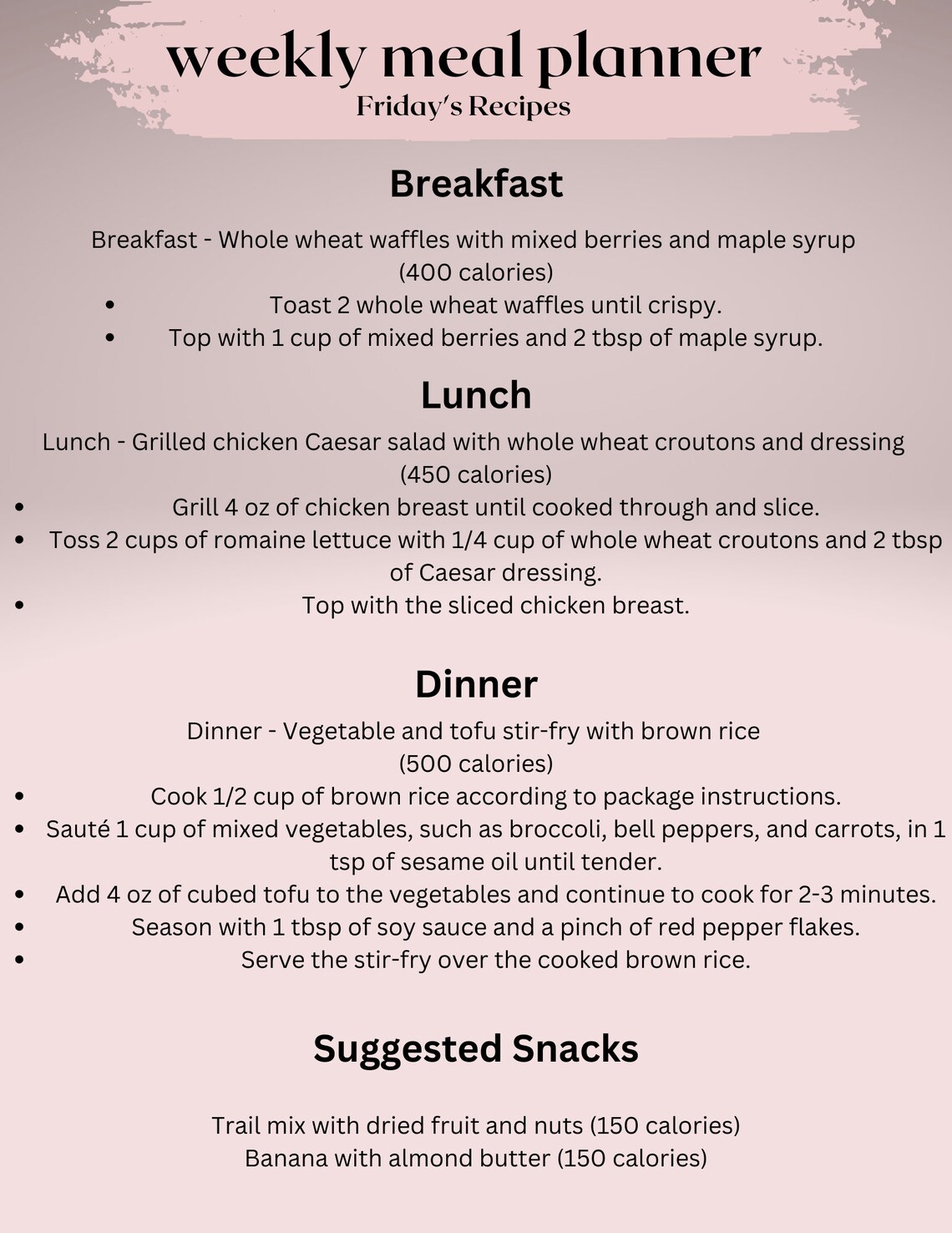 Editable Weekly Meal Planner With Recipes and Grocery Shopping List - Etsy