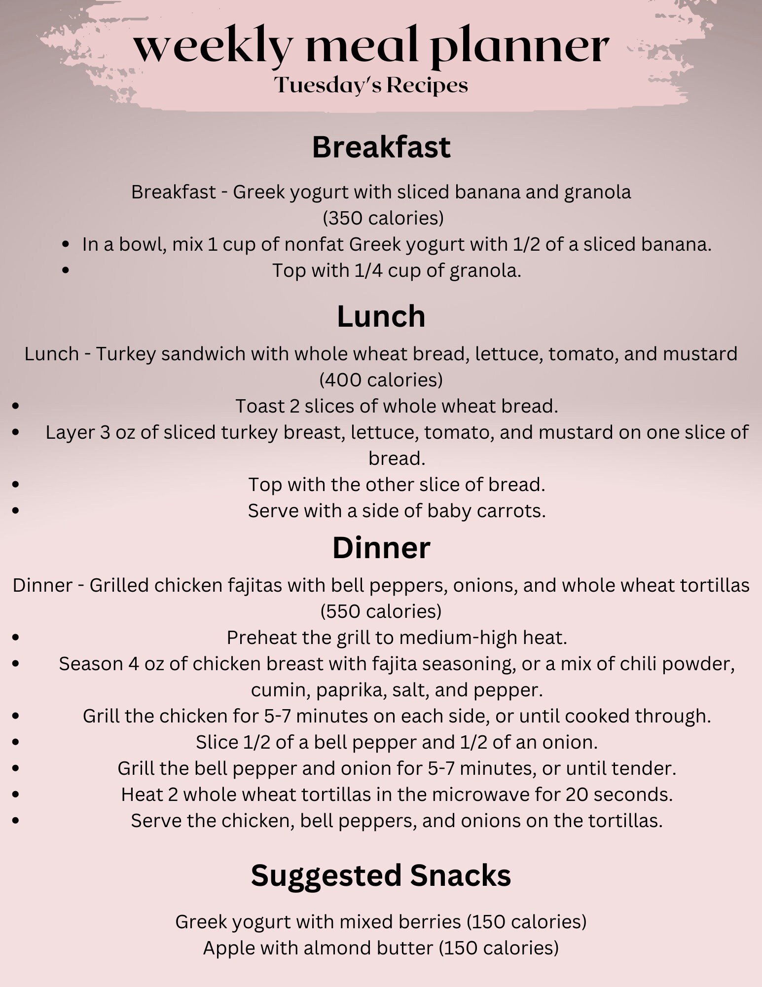 Editable Weekly Meal Planner With Recipes and Grocery Shopping List - Etsy